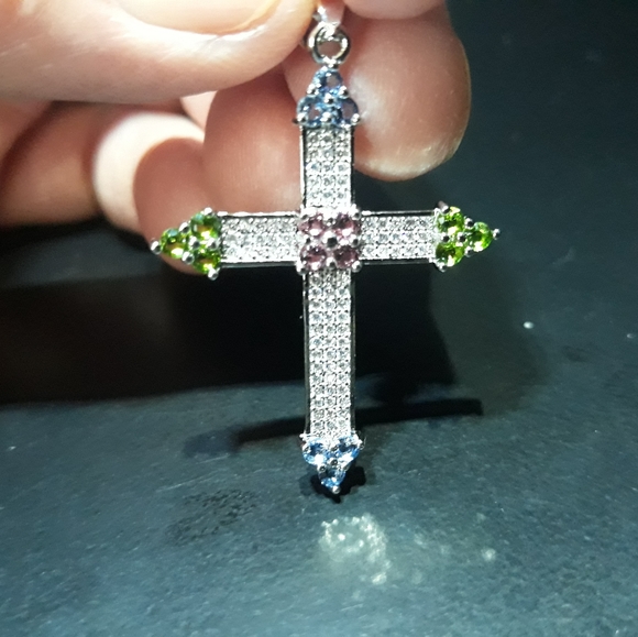 Jewelry | Natural Multi Gemstone Cross Pendant C1 | Poshmark